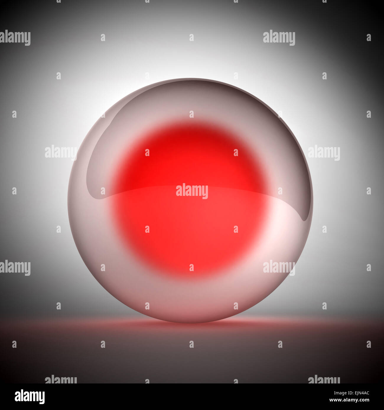 3d image of crystall sphere with red core Stock Photo - Alamy