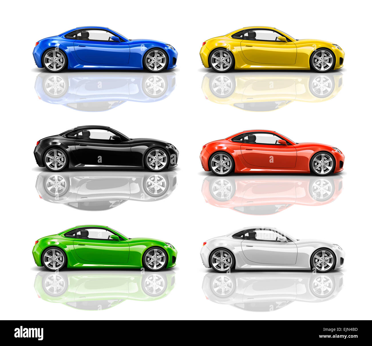 Collection of Multicolored 3D Modern Cars Stock Photo - Alamy