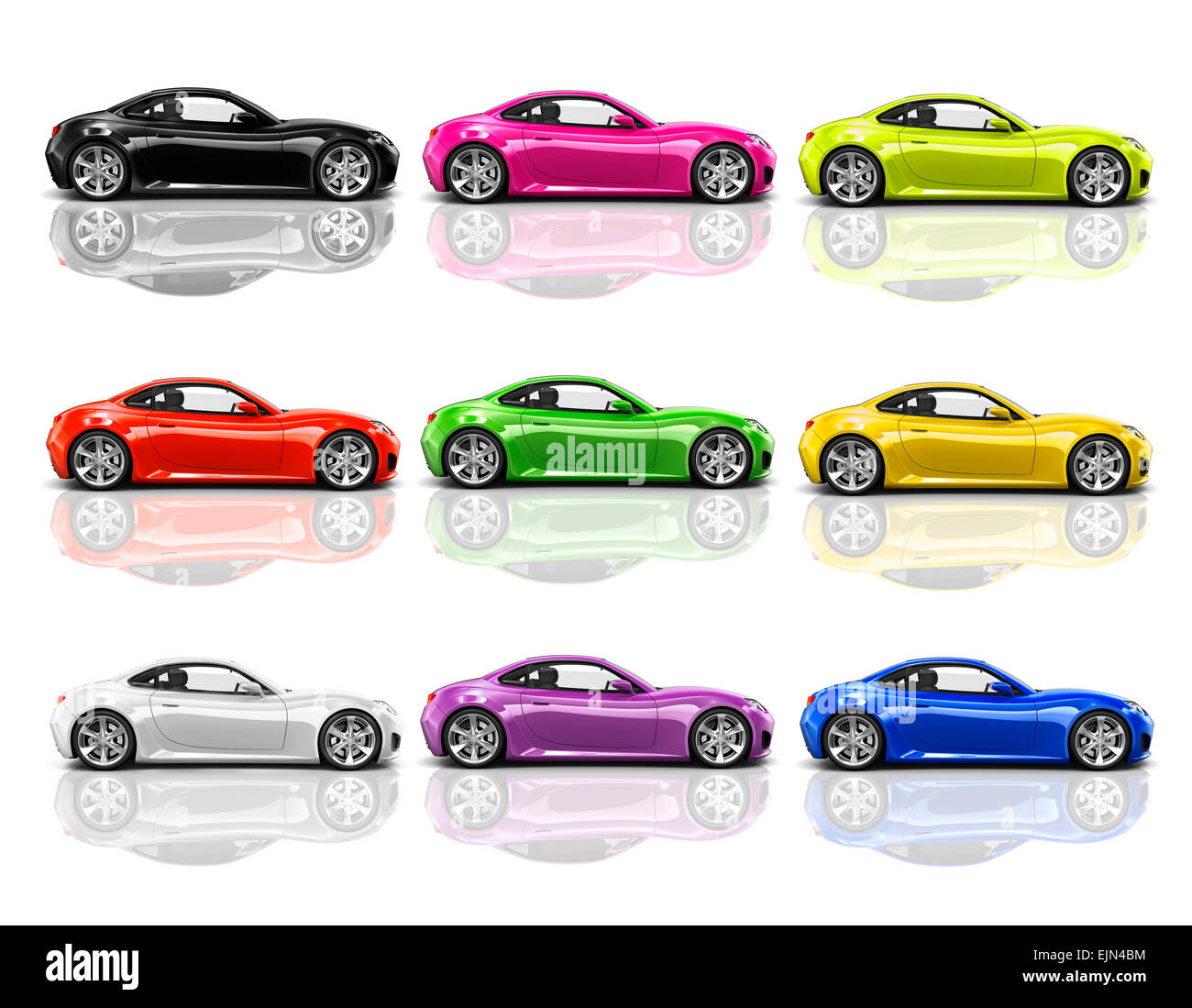 Collection of Multicolored 3D Modern Cars Stock Photo - Alamy