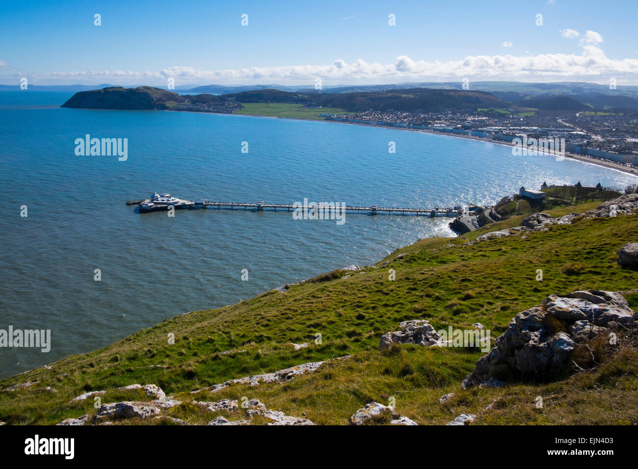 Llandudno pier and Little Orme from the Great Orme, Conwy, Wales, UK Stock Photo - Alamy