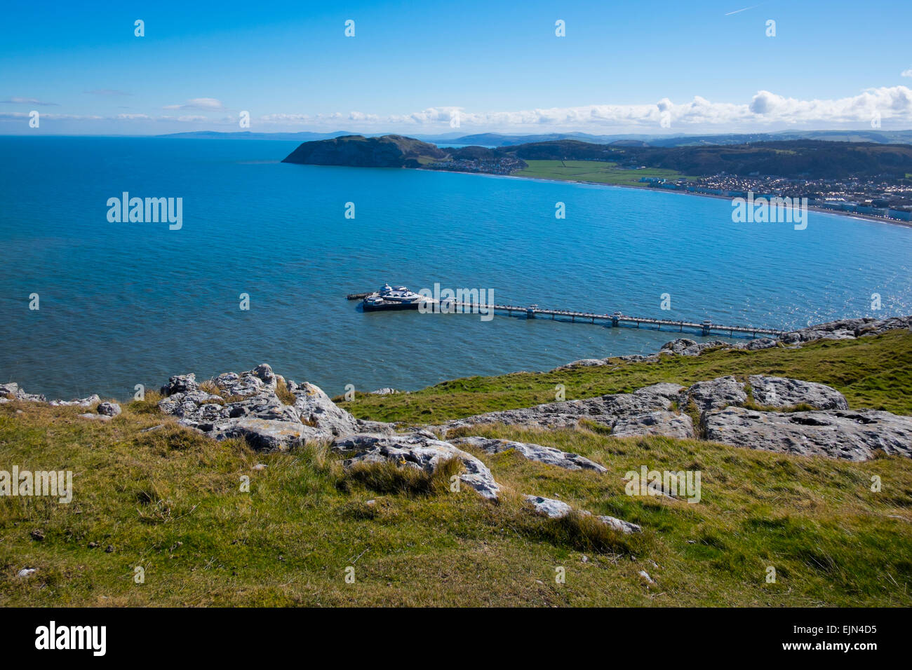 Llandudno pier and Little Orme from the Great Orme, Conwy, Wales, UK Stock Photo - Alamy