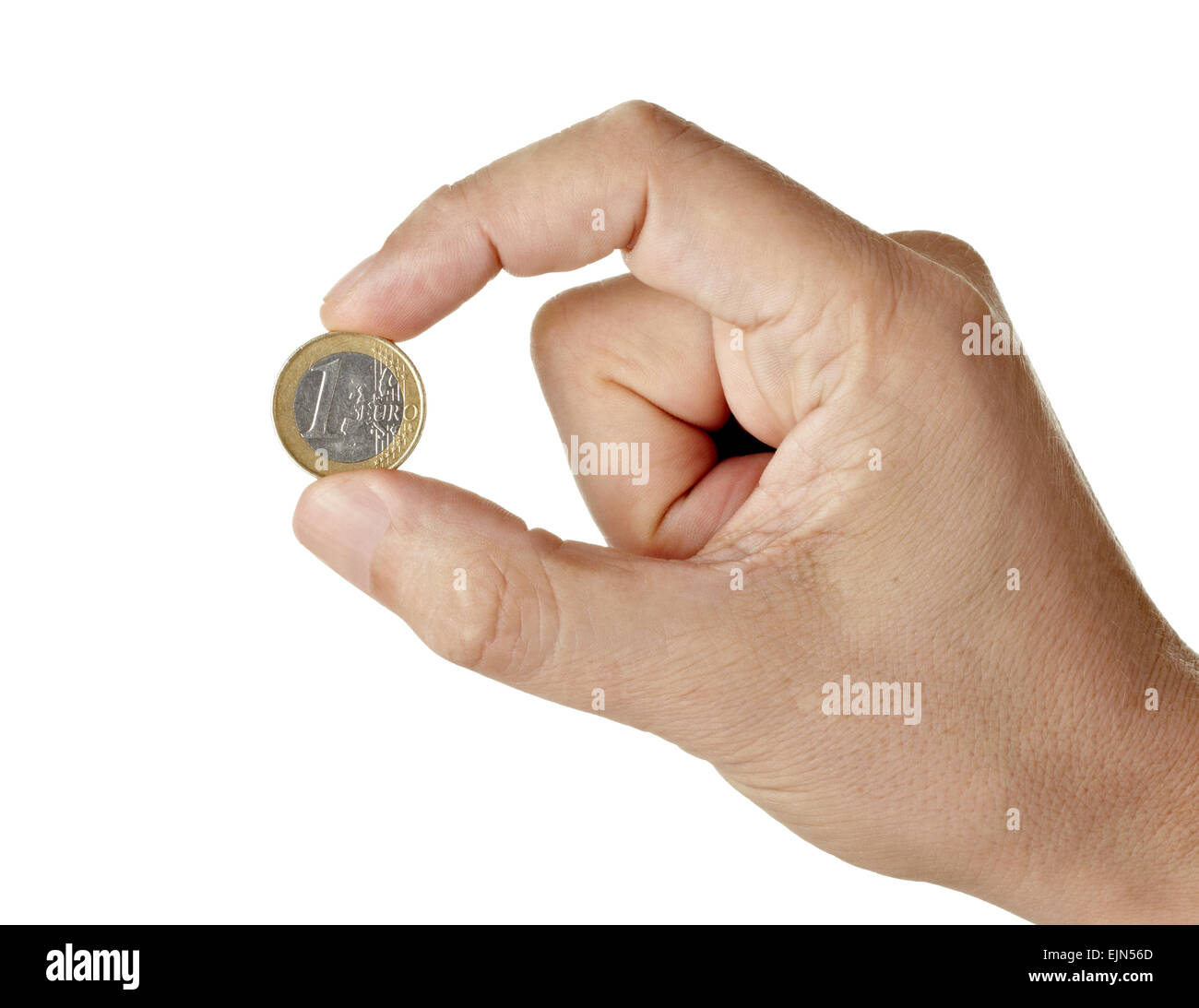 hand holding a euro coin on white background with clipping path Stock ...