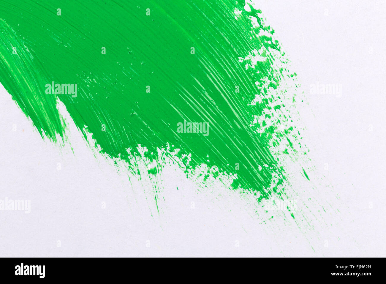 green stroke of the paint brush on white paper Stock Photo - Alamy