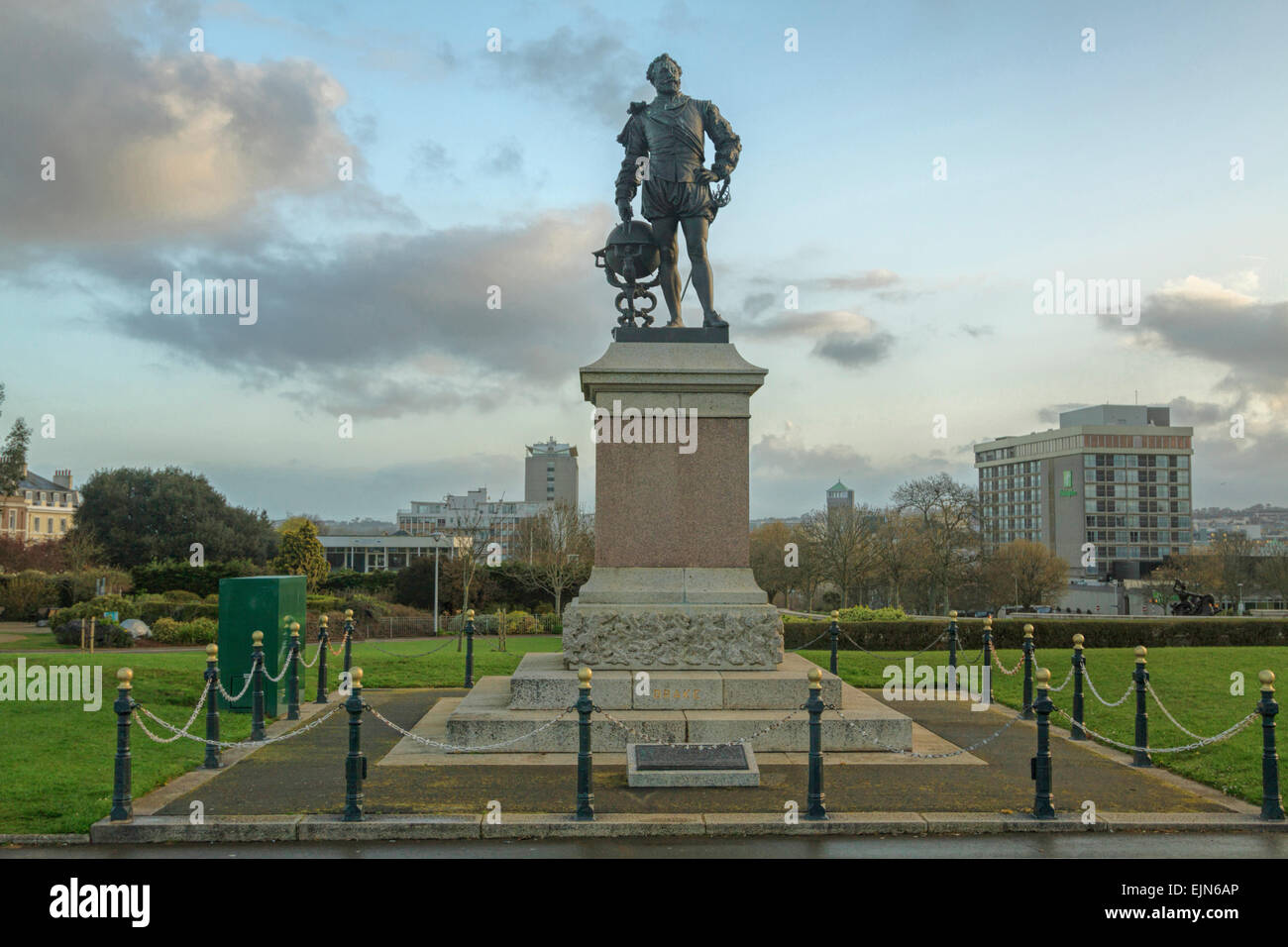 Monument of Sir Francis Drake, an English sea captain, privateer ...