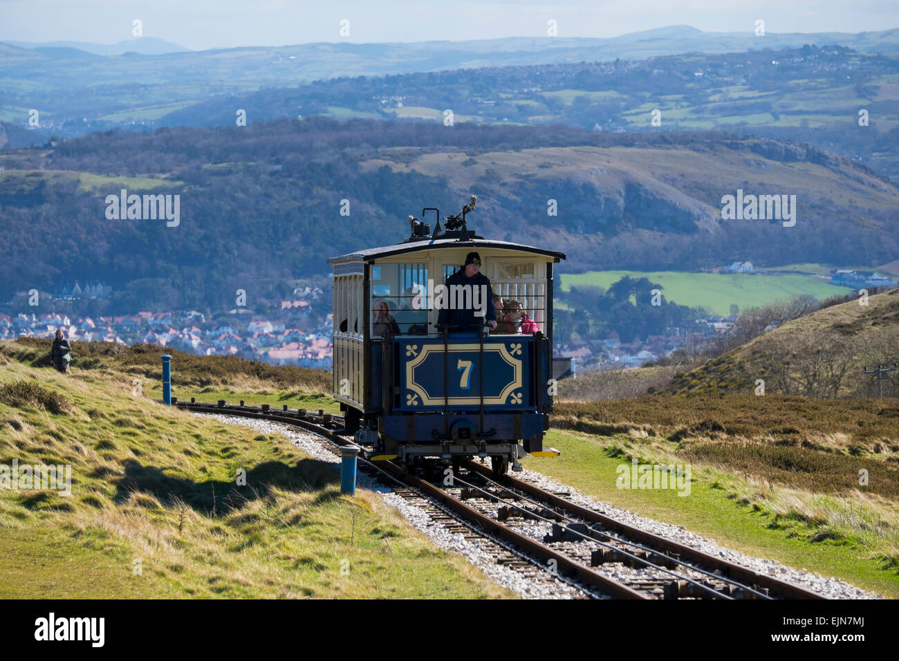 A tram on the Great Orme Tramway at Llandudno, Conwy, Wales, UK Stock ...