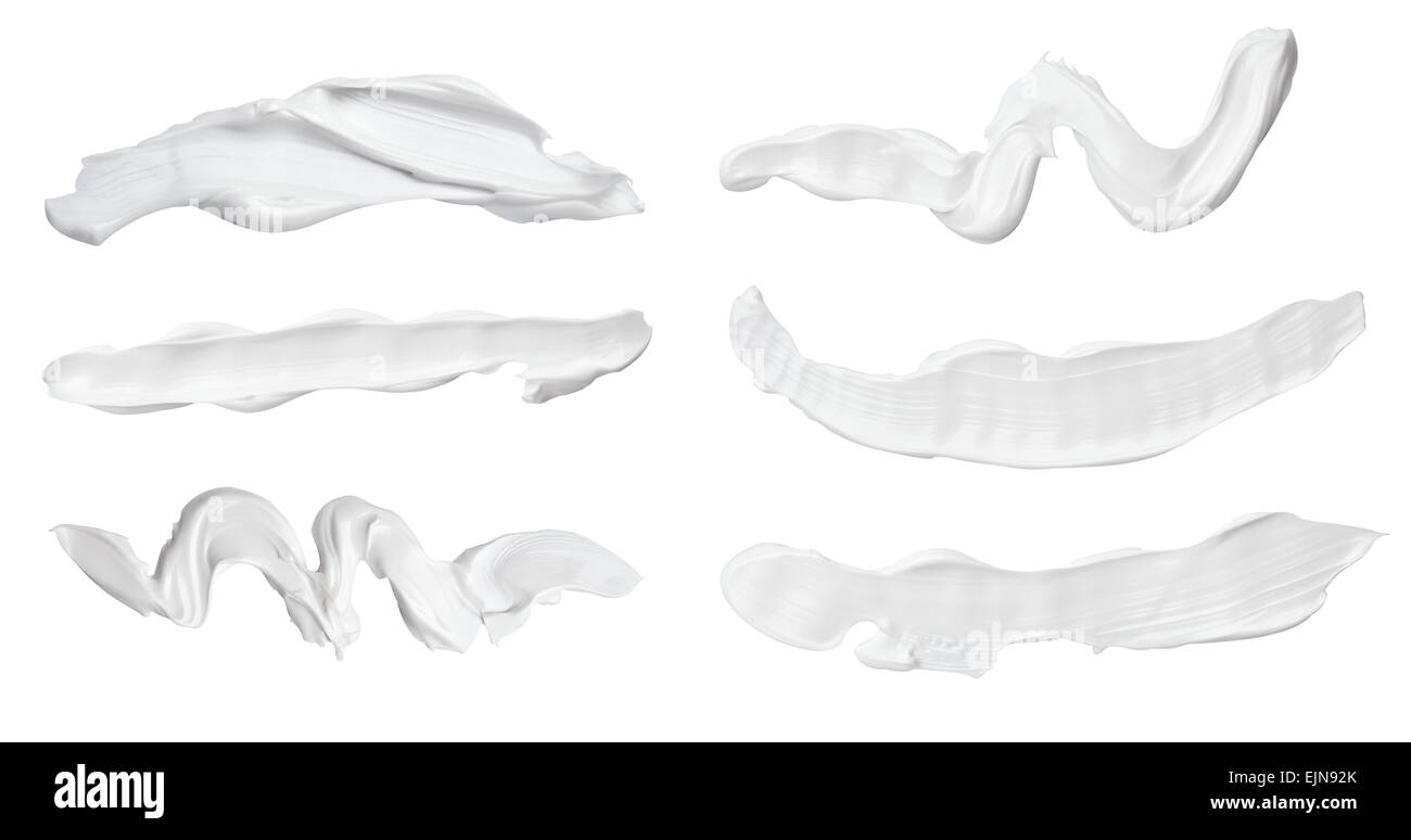 collection of various beauty cream strokes on white background. each ...
