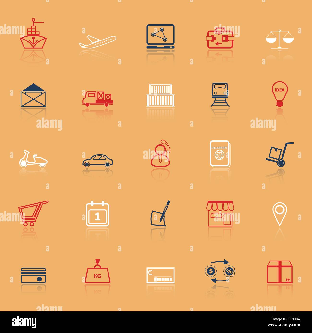 International business line icons with reflect, stock vector Stock ...