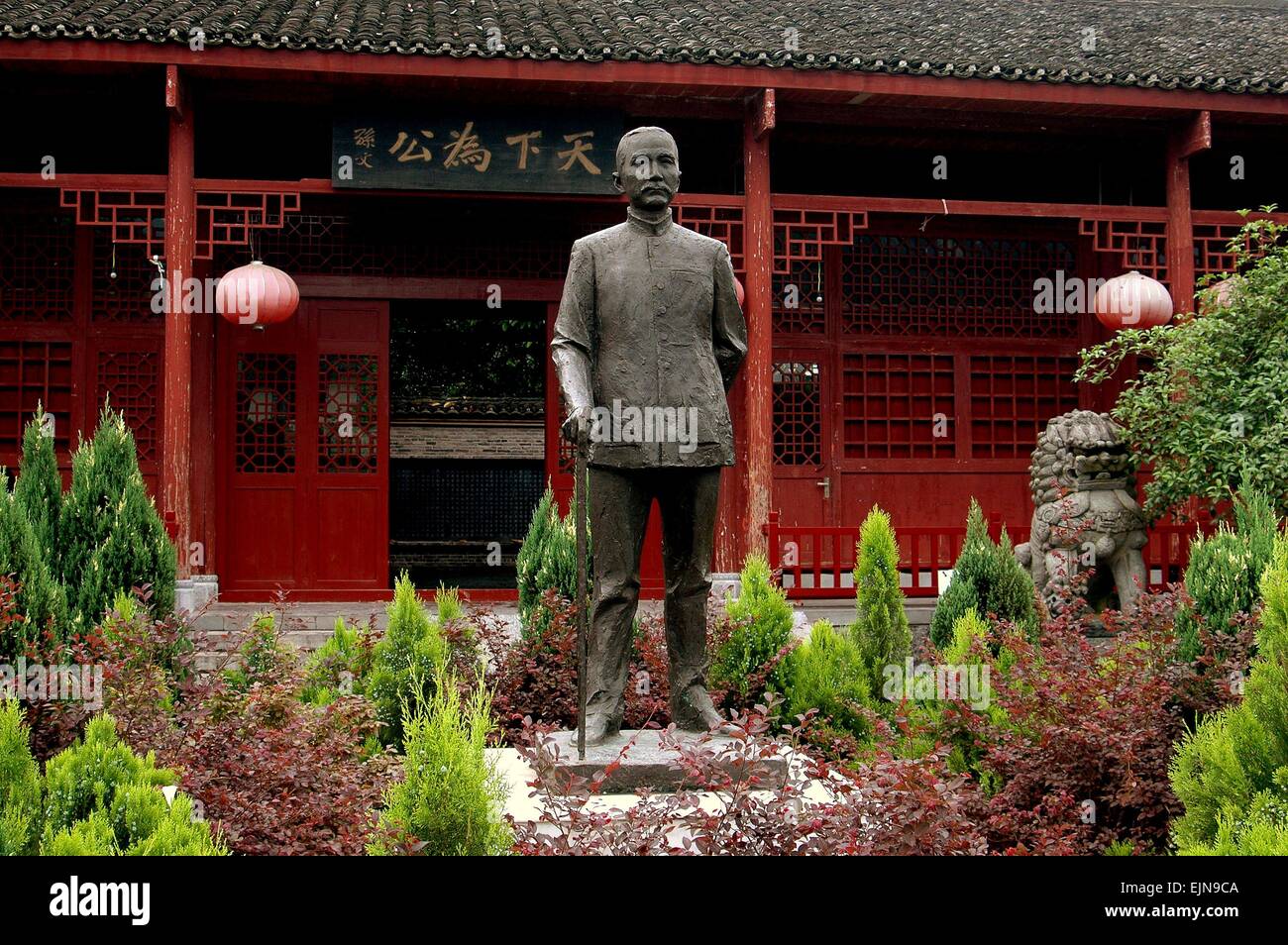 Yangshuo, China: A life-size statue of Dr. Sun Yat-Sen, the father of ...
