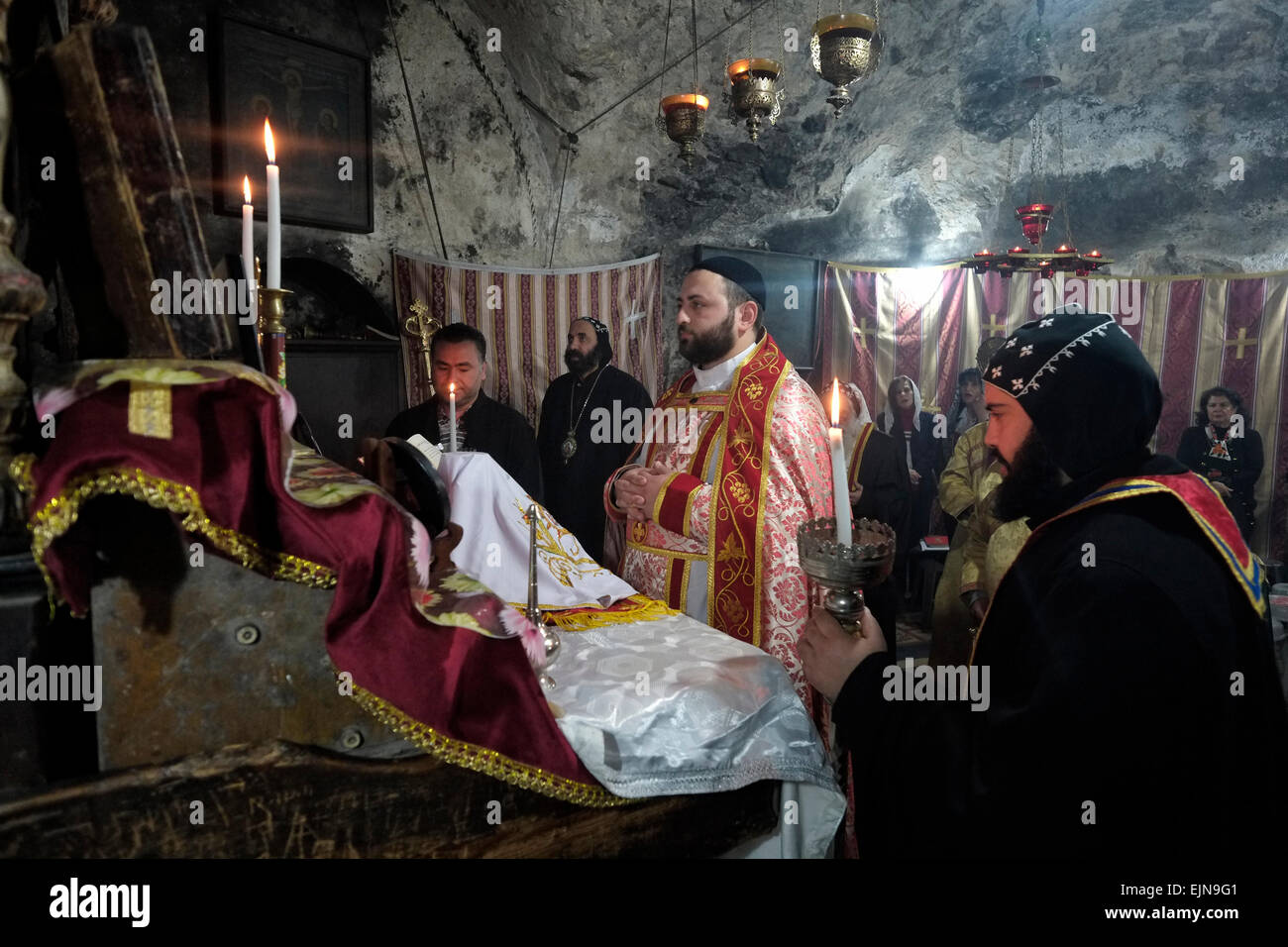 Syriac Orthodox clerics taking part in Sunday ceremony at the Syriac ...