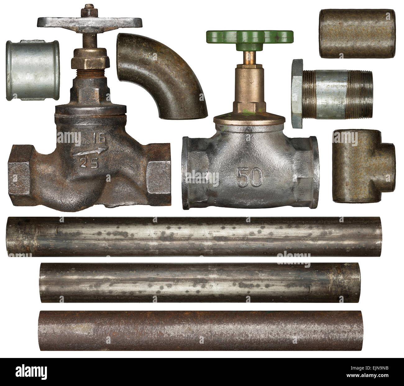 Old valves ant pipes isolated on white Stock Photo - Alamy