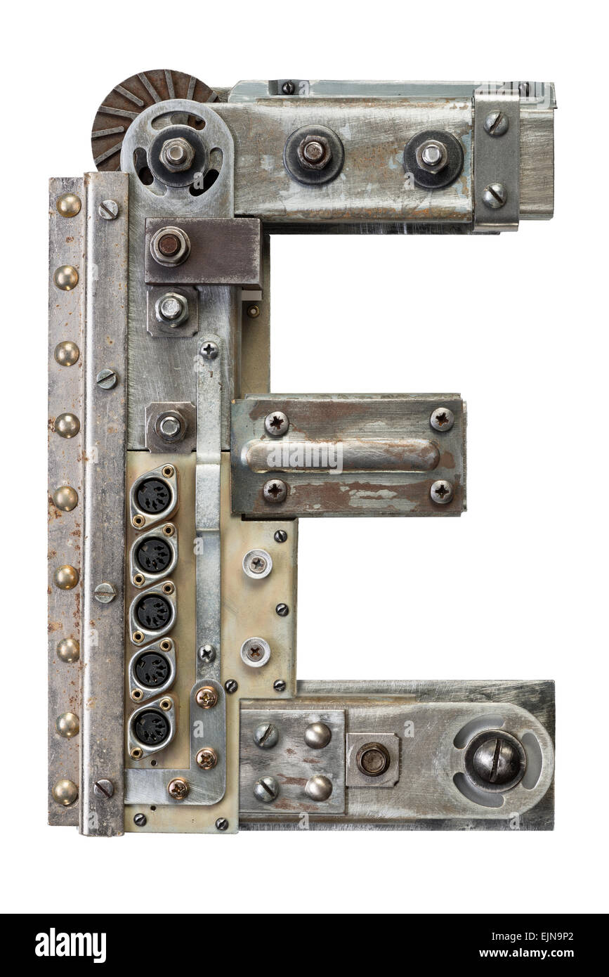 Industrial metal alphabet letter E Stock Photo - Alamy