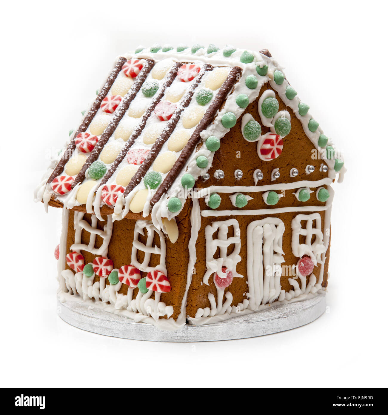 Traditional home made Ginger bread house isolated on a white studio ...