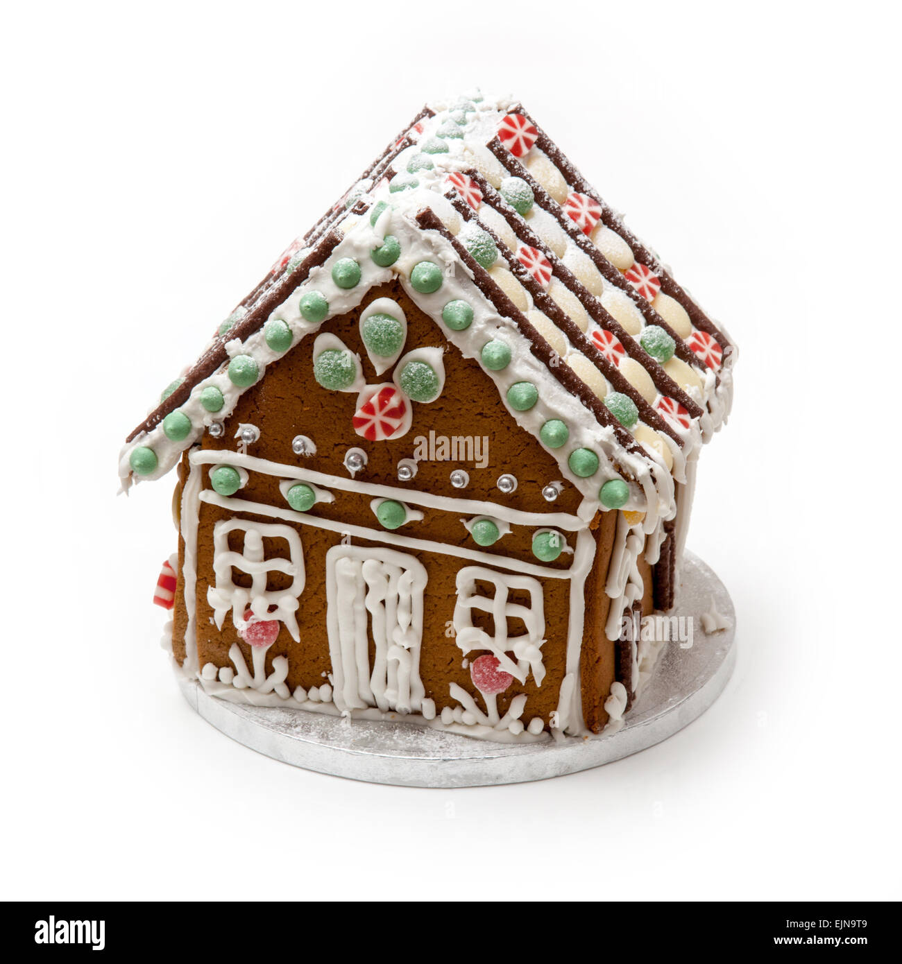 Traditional home made Ginger bread house isolated on a white studio ...