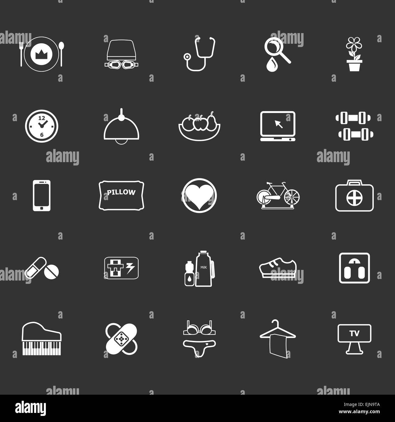 Quality life line icons on gray background, stock vector Stock Vector ...