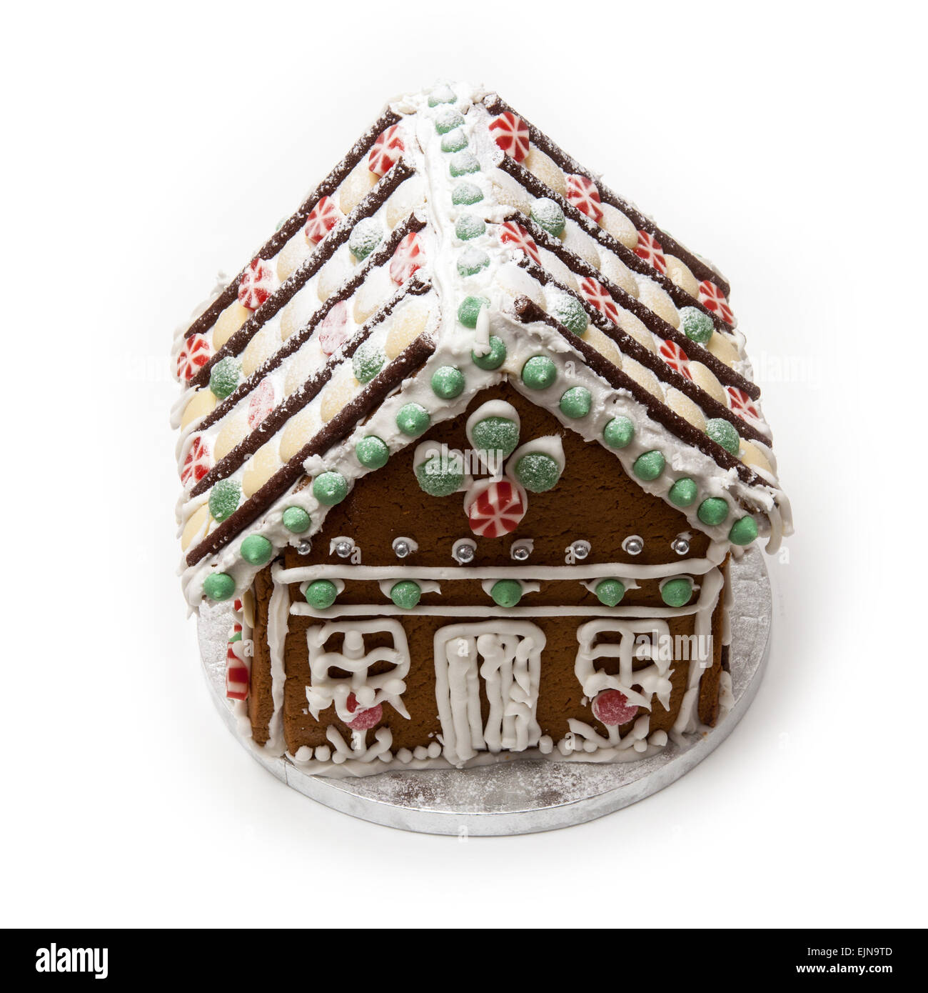 Traditional home made Ginger bread house isolated on a white studio ...