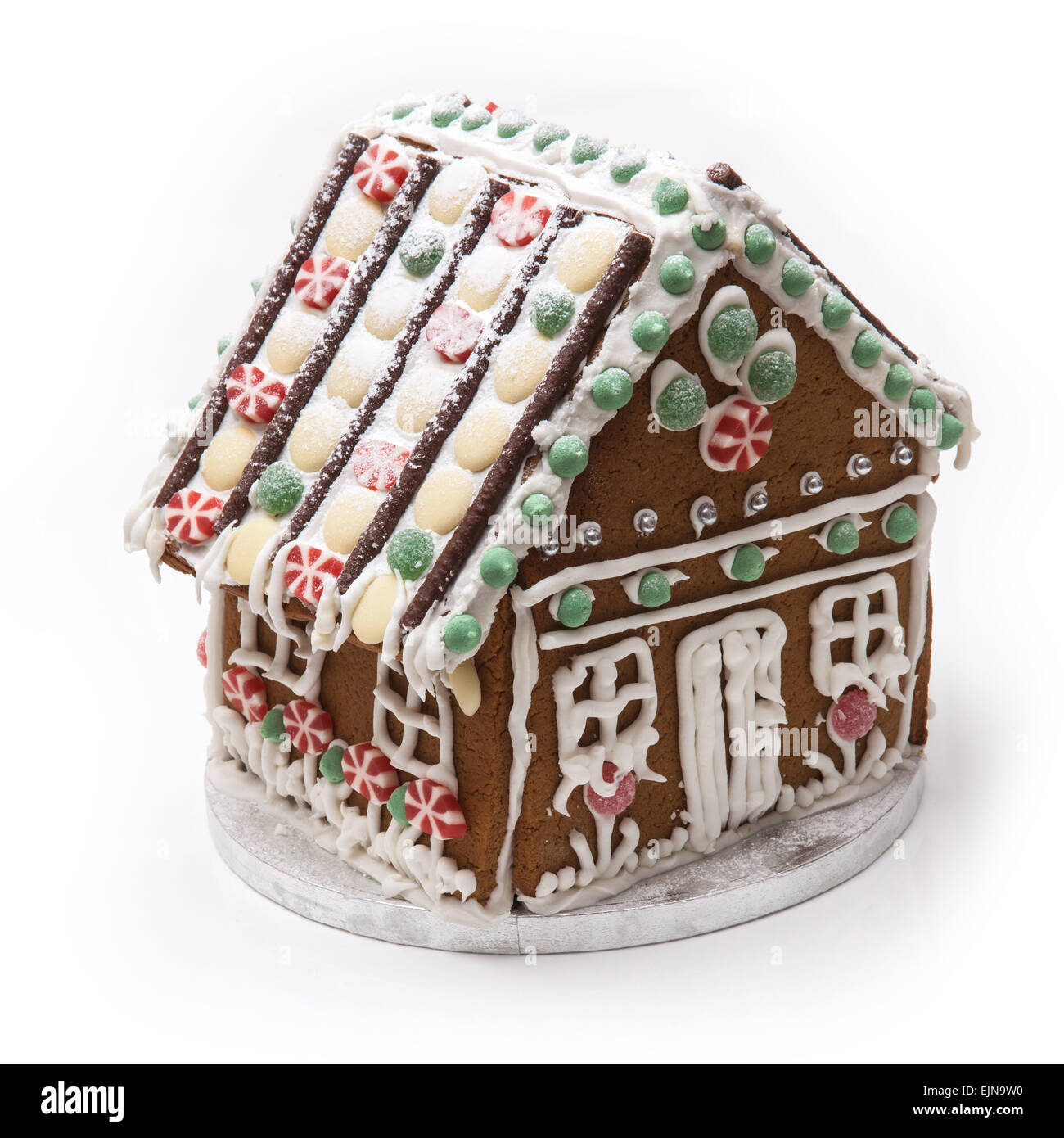 Traditional home made Ginger bread house isolated on a white studio ...