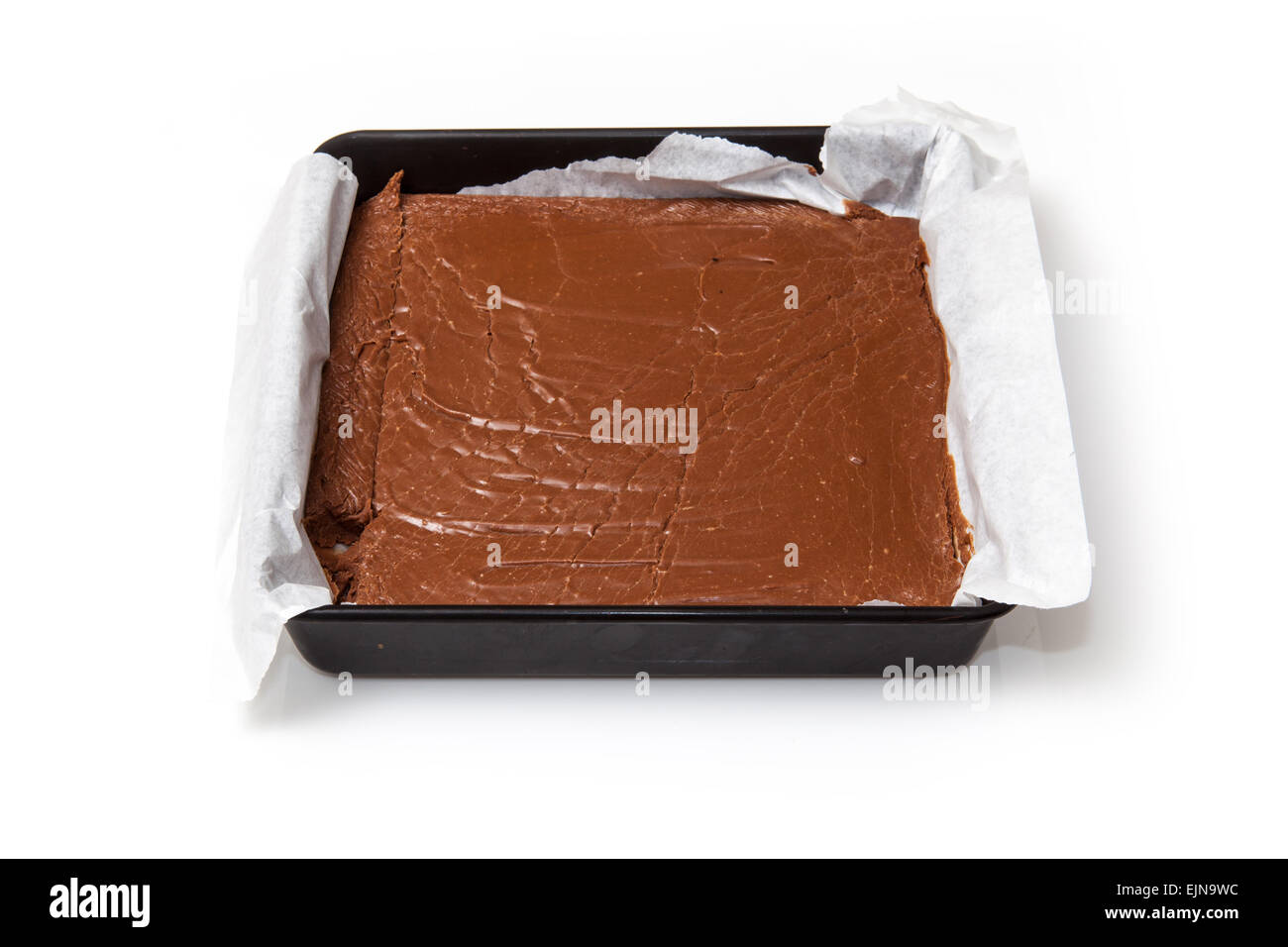 Tray of homemade fudge isolated on a white studio background Stock ...