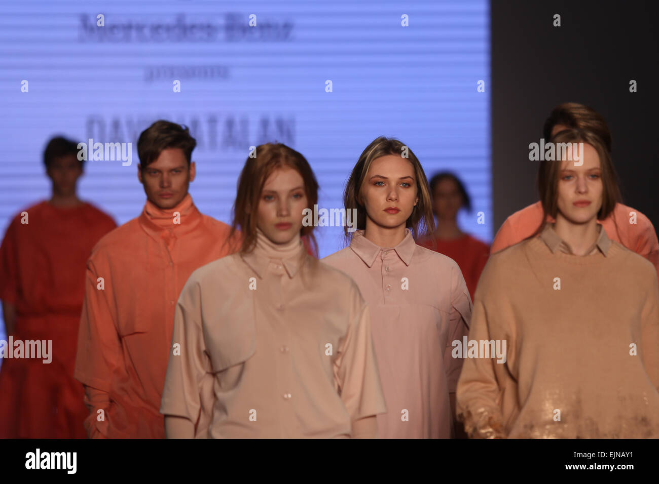 ISTANBUL, TURKEY - MARCH 20, 2015: Models showcase the latest creations ...