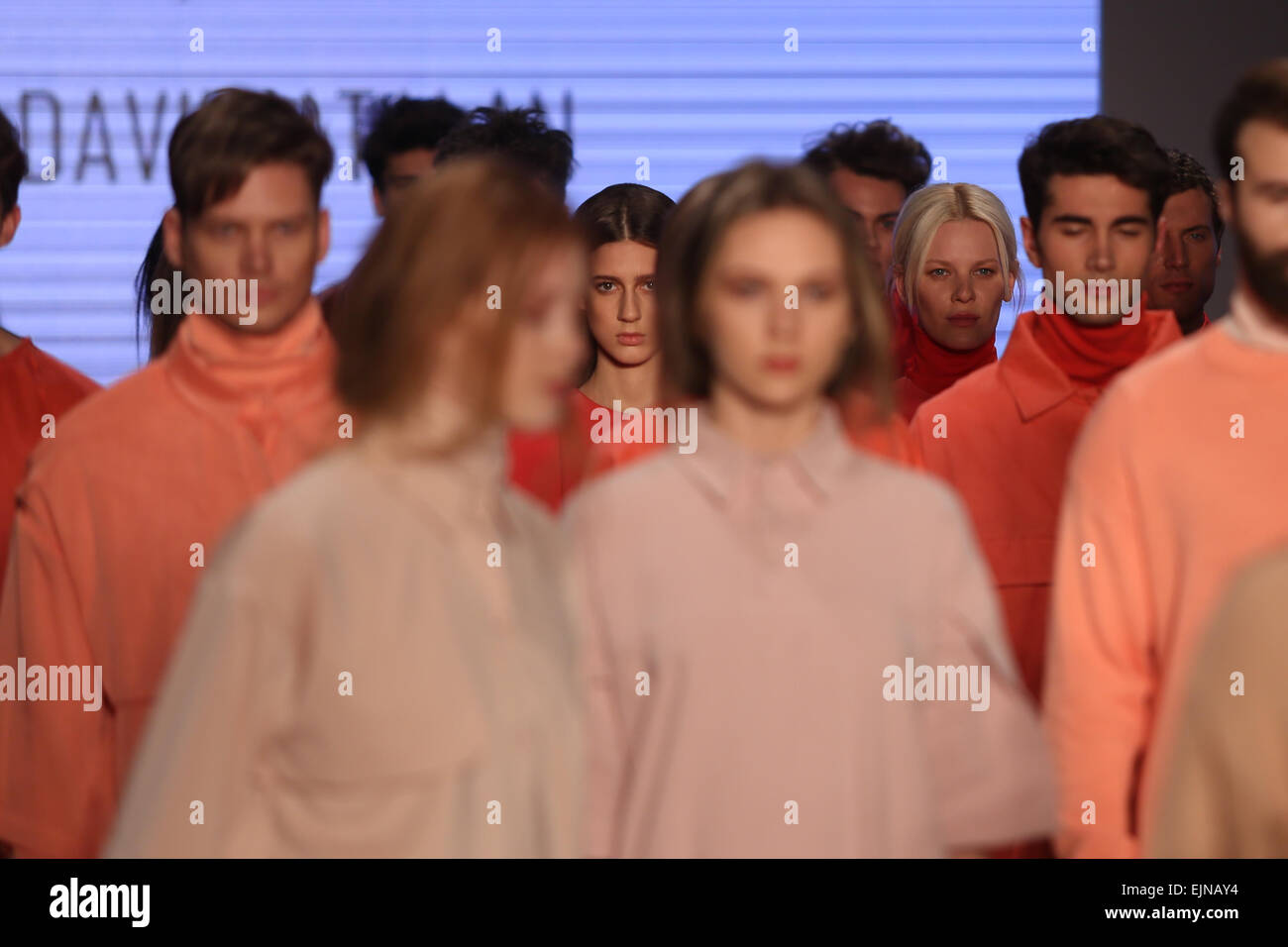 ISTANBUL, TURKEY - MARCH 20, 2015: Models showcase the latest creations ...