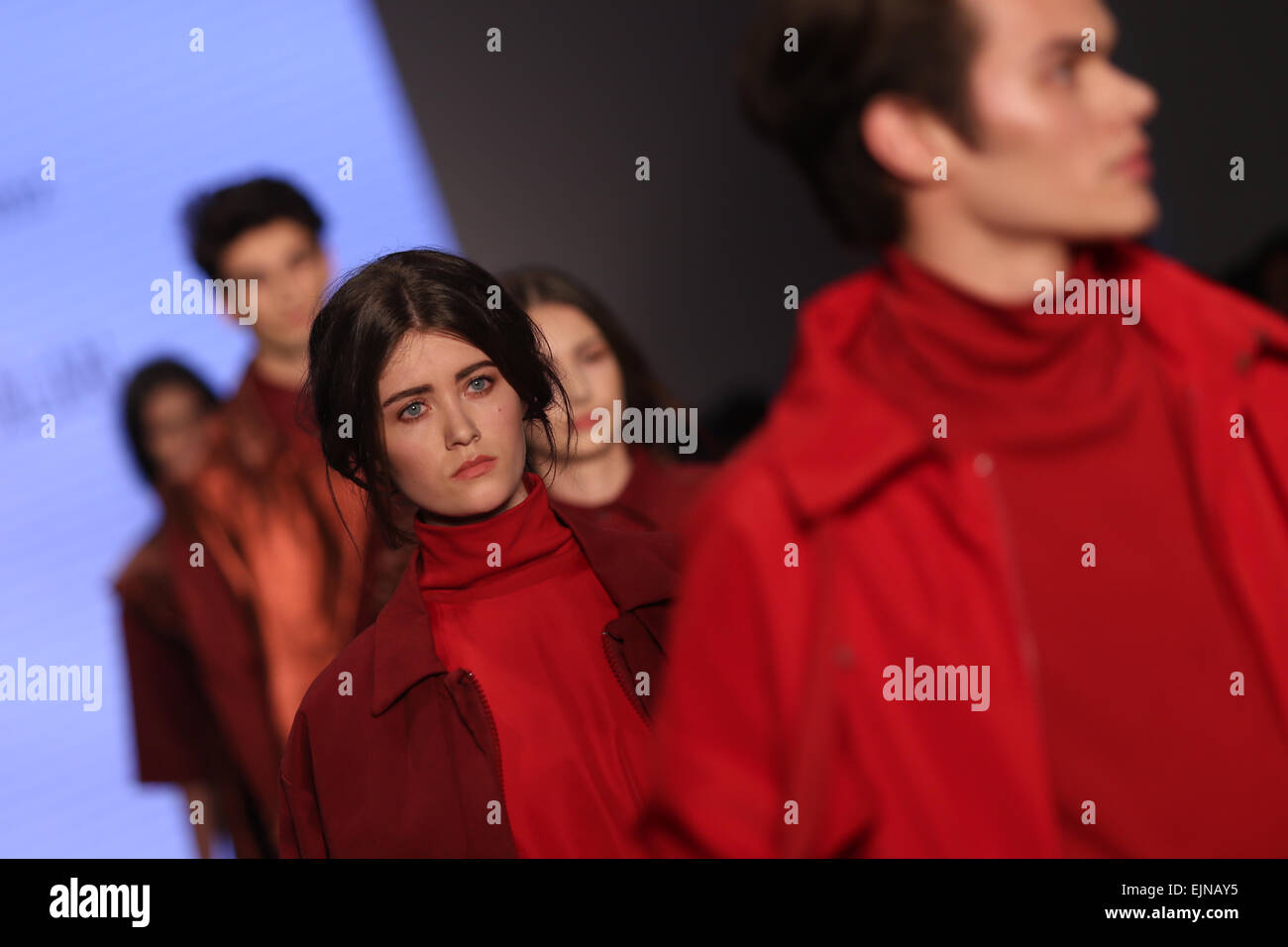 ISTANBUL, TURKEY - MARCH 20, 2015: Models showcase the latest creations ...