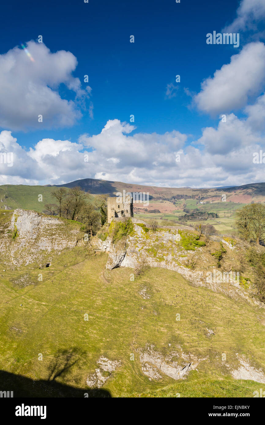 Peveril medieval castle above Castleton in the Peak District Stock ...
