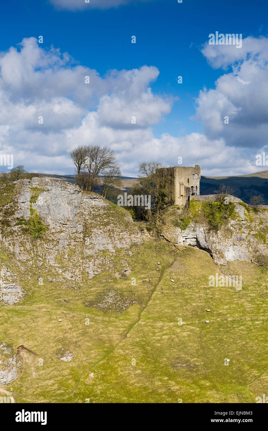 Peveril medieval castle above Castleton in the Peak District Stock ...