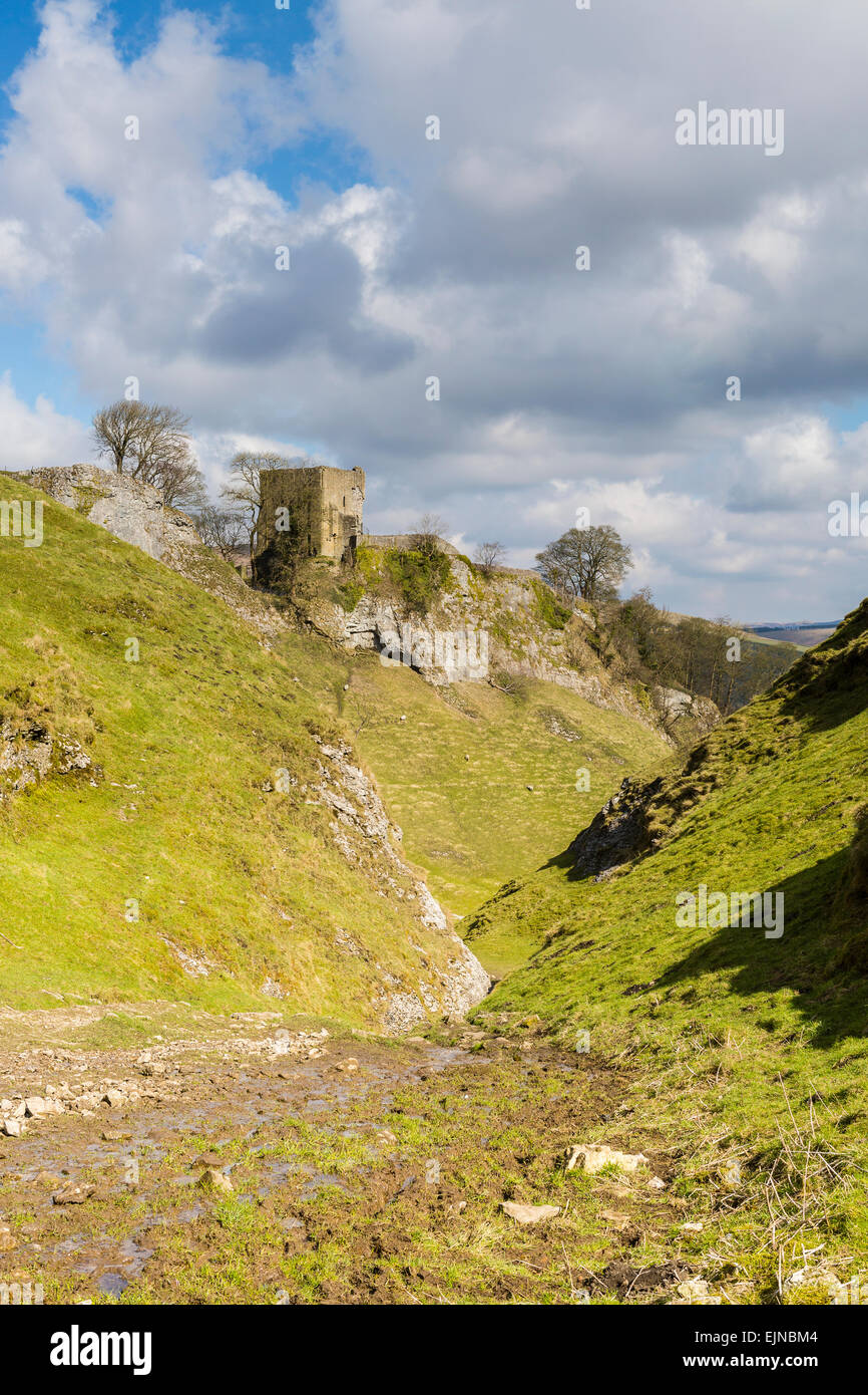 Peveril medieval castle above Castleton in the Peak District Stock ...
