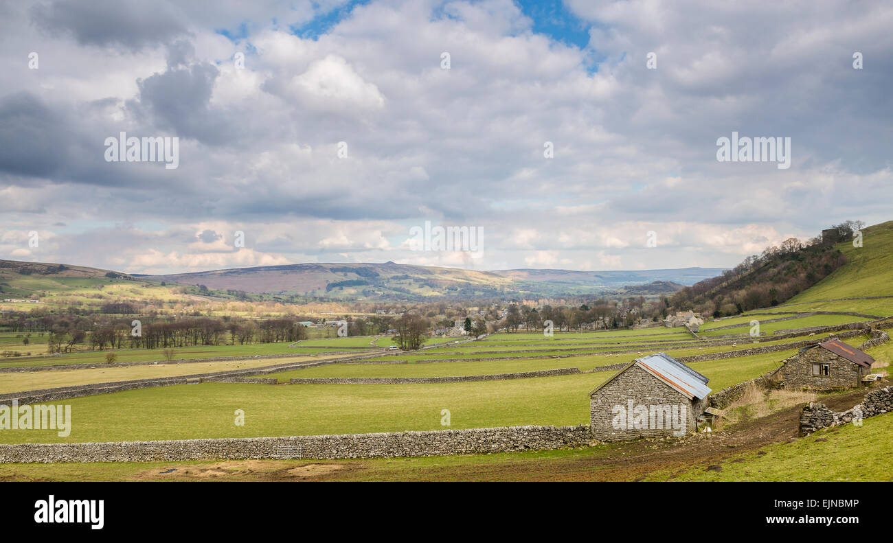 Peveril medieval castle above Castleton in the Peak District Stock ...