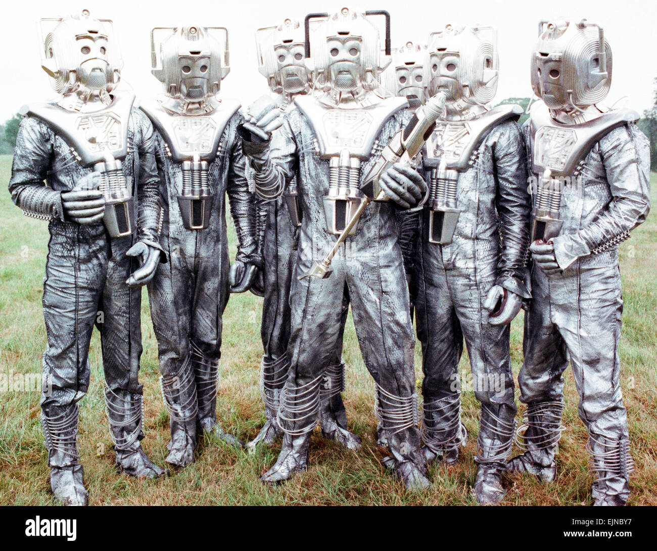 Extras dressed as Cybermen seen here on location near Arundel during ...