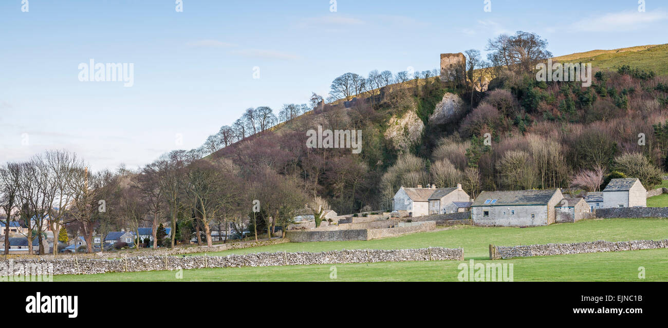 Peveril medieval castle above Castleton in the Peak District Stock ...