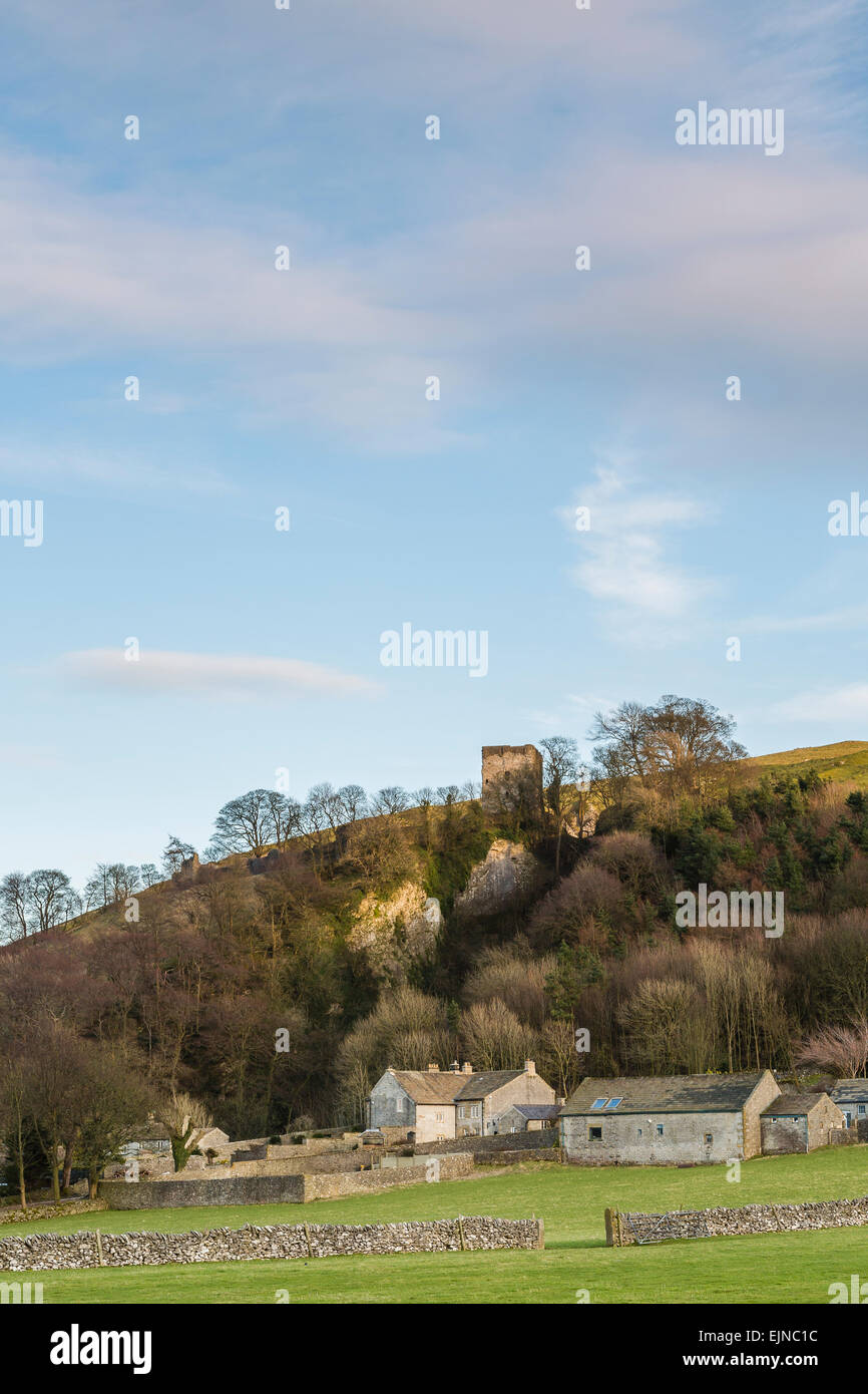 Peveril medieval castle above Castleton in the Peak District Stock ...