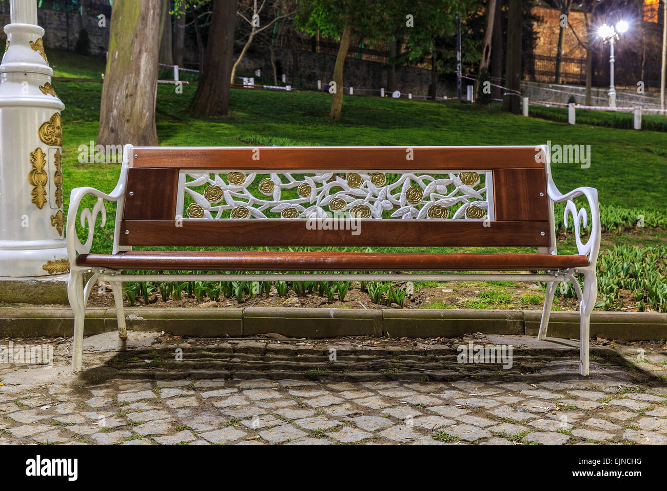 bench in the Gulhane Park in Istanbul Stock Photo - Alamy