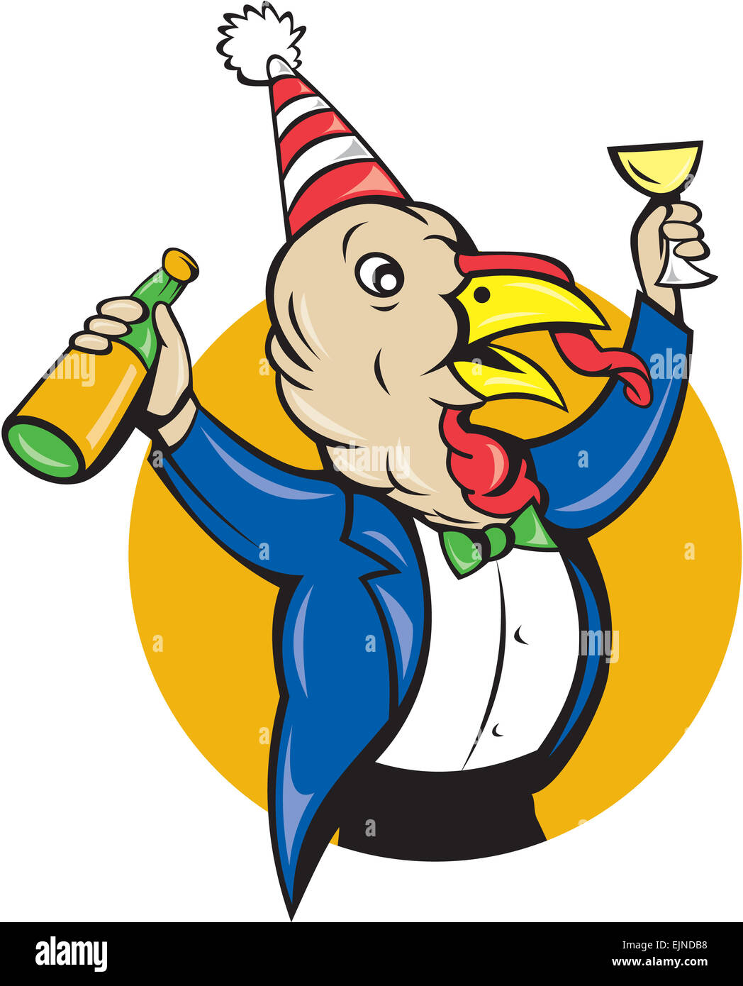 Illustration of a wild turkey with party hat celebrating partying ...