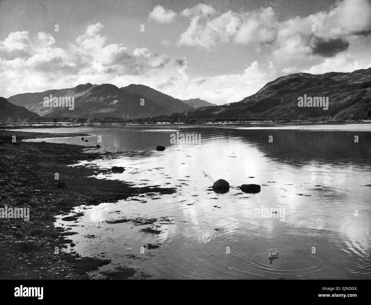 Evening View of the Holy Loch, clouds ather over the Cowal Hills at ...