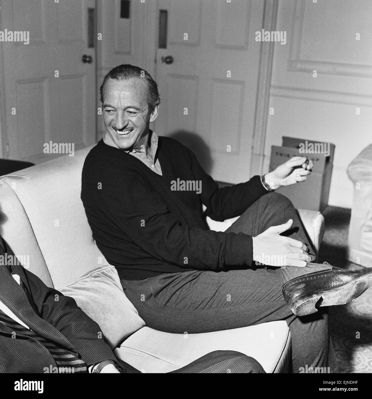Actor David Niven relaxes in his London hotel suite. 3rd March 1965 ...