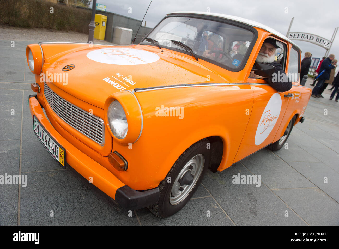Binz, Germany. 30th Mar, 2015. Tour guide Klaus Boy introduces an ...