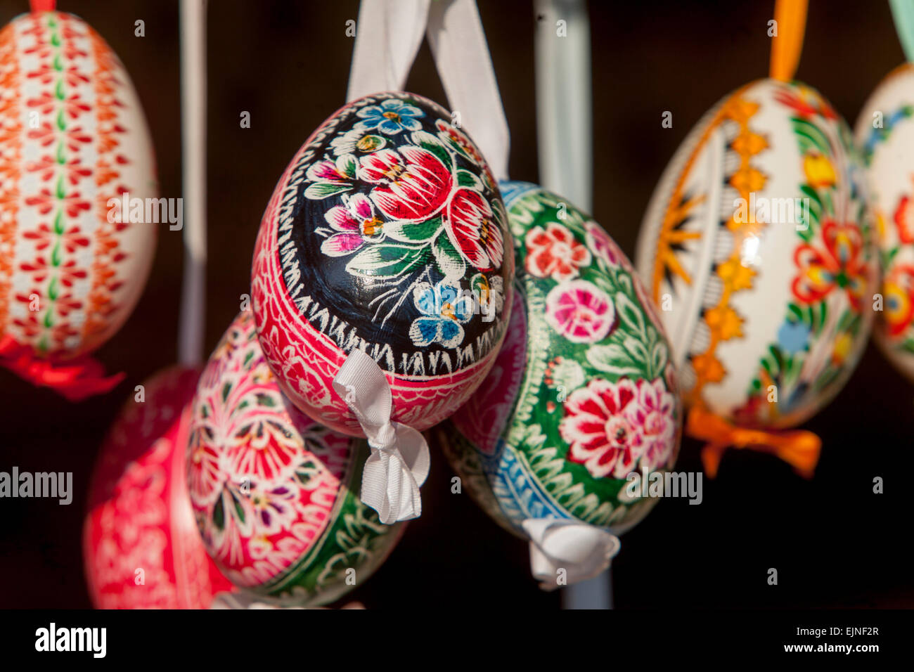Traditional easter eggs hanging Prague Czech Republic, Europe Stock ...
