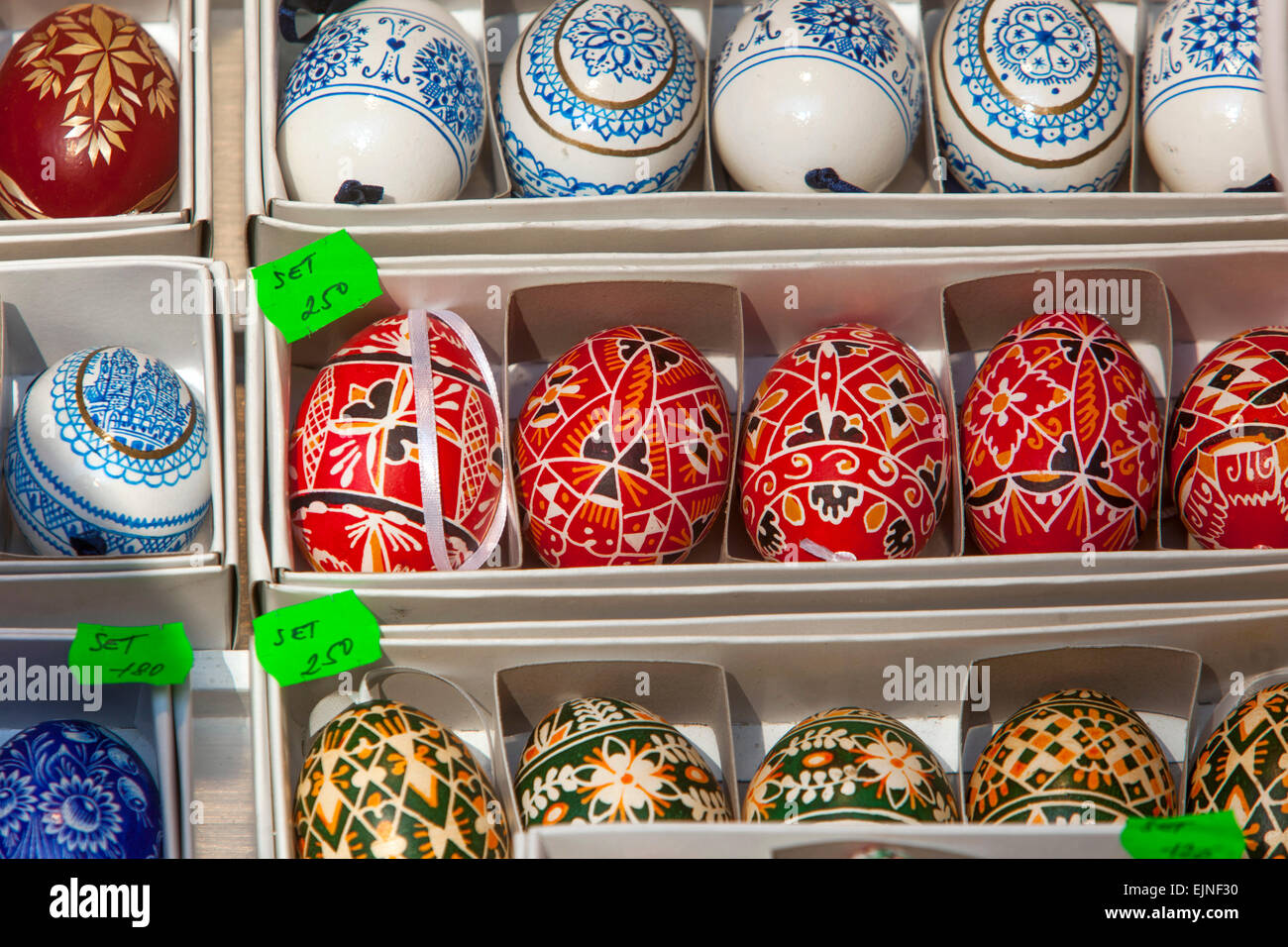 Traditional Easter eggs in paper box Prague easter market Czech ...