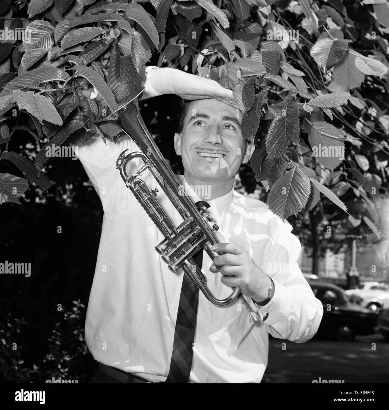 Jazz trumpeter Kenny Ball pictured in London's Embankment gardens ...