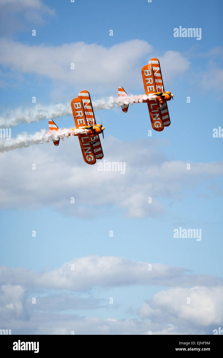 Ascot Racecourse, Berkshire, England. GB. UK. Biplane display at the ...