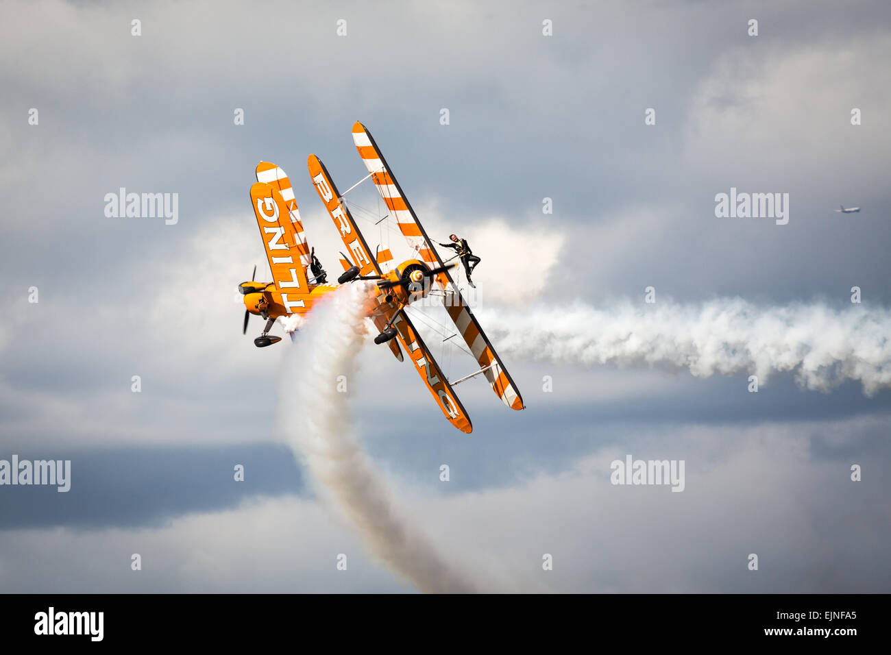 Ascot Racecourse, Berkshire, England. GB. UK. Biplane display at the ...