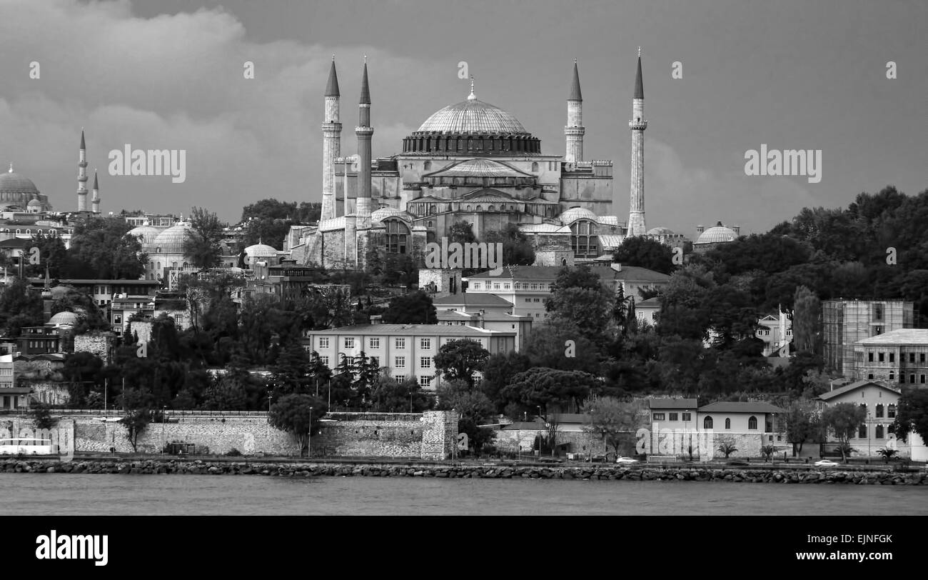 Istanbul Turkey Hagia Sofia BW illustration Stock Photo - Alamy