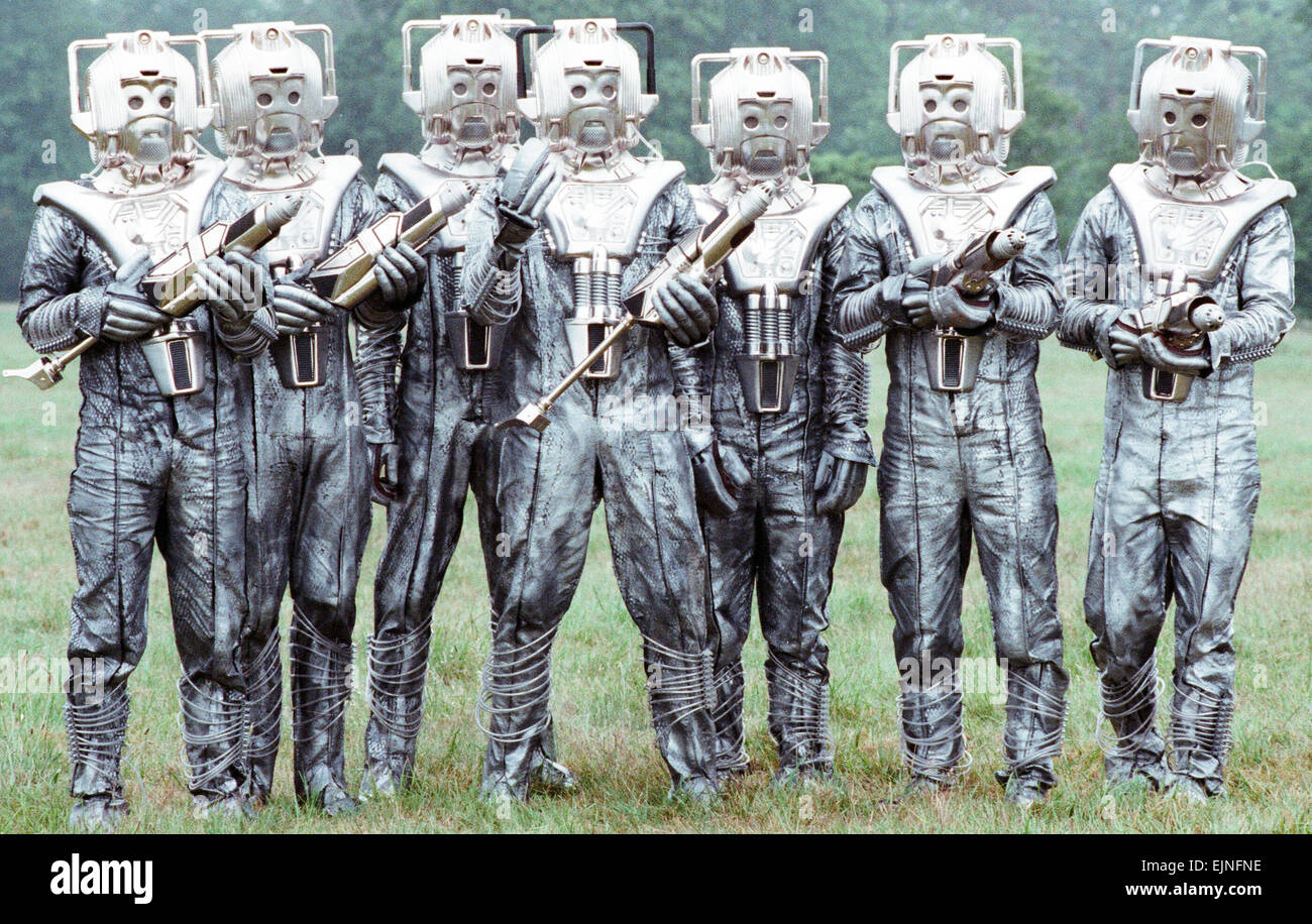 Extras dressed as Cybermen seen here on location near Arundel during ...