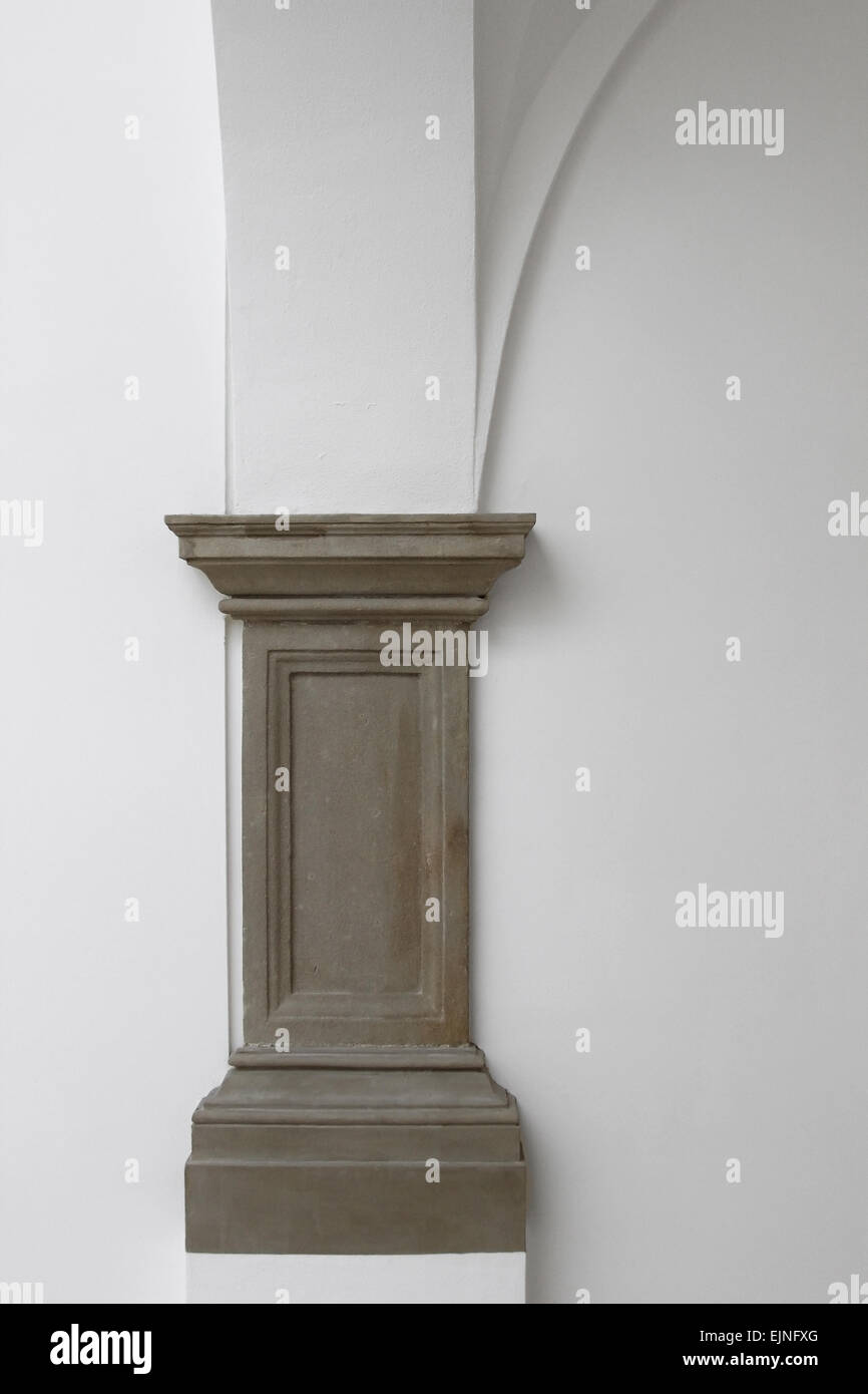 Concept of support. Arched neo Gothic ceiling leaning on classic half ...