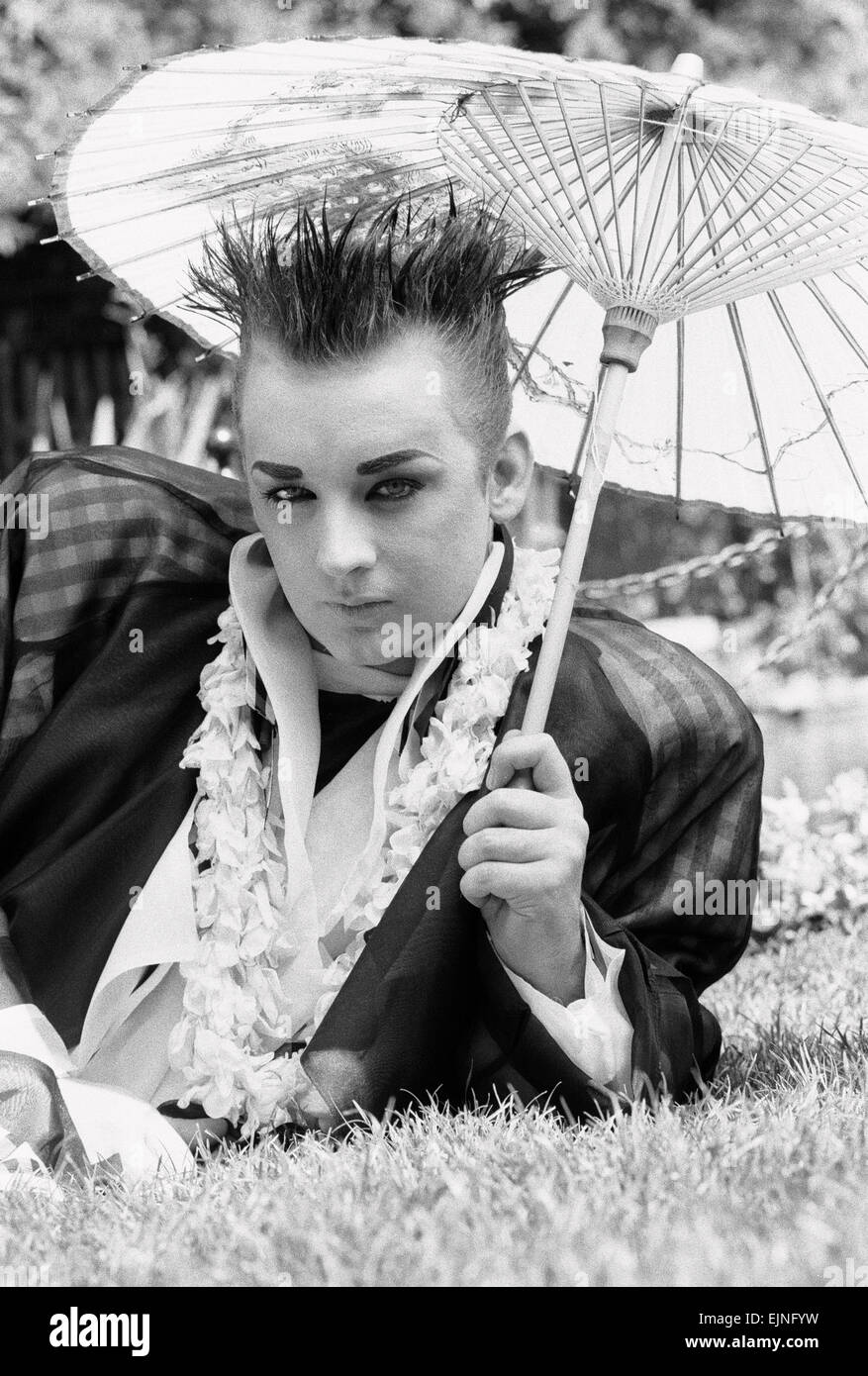 Culture Club singer Boy George poses outdoors in the garden, August ...