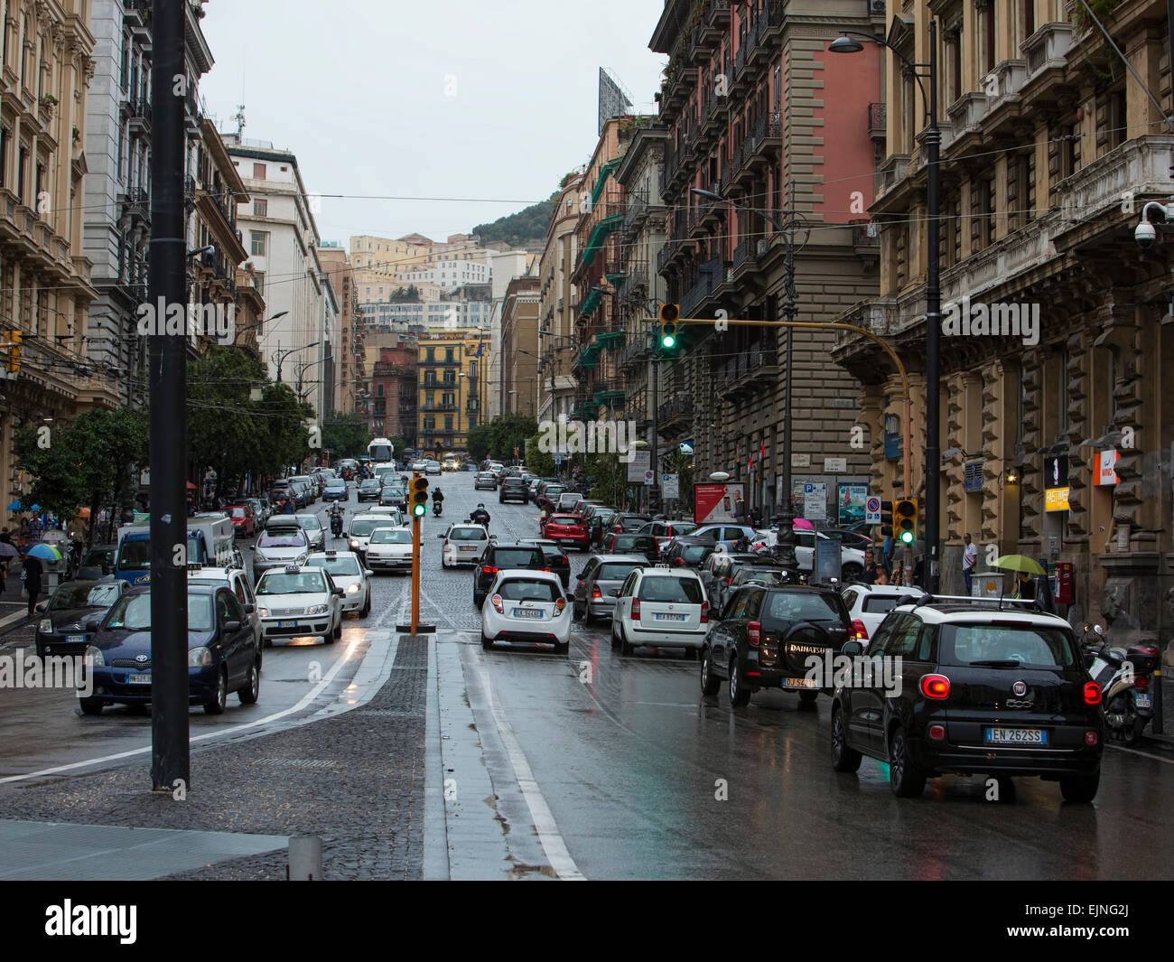 Naples, Italy busy traffic urban center rain Stock Photo - Alamy