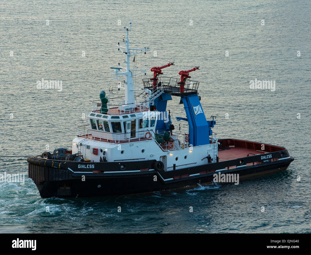 Naples, Italy tug boat Mediterranean Ocean Stock Photo - Alamy