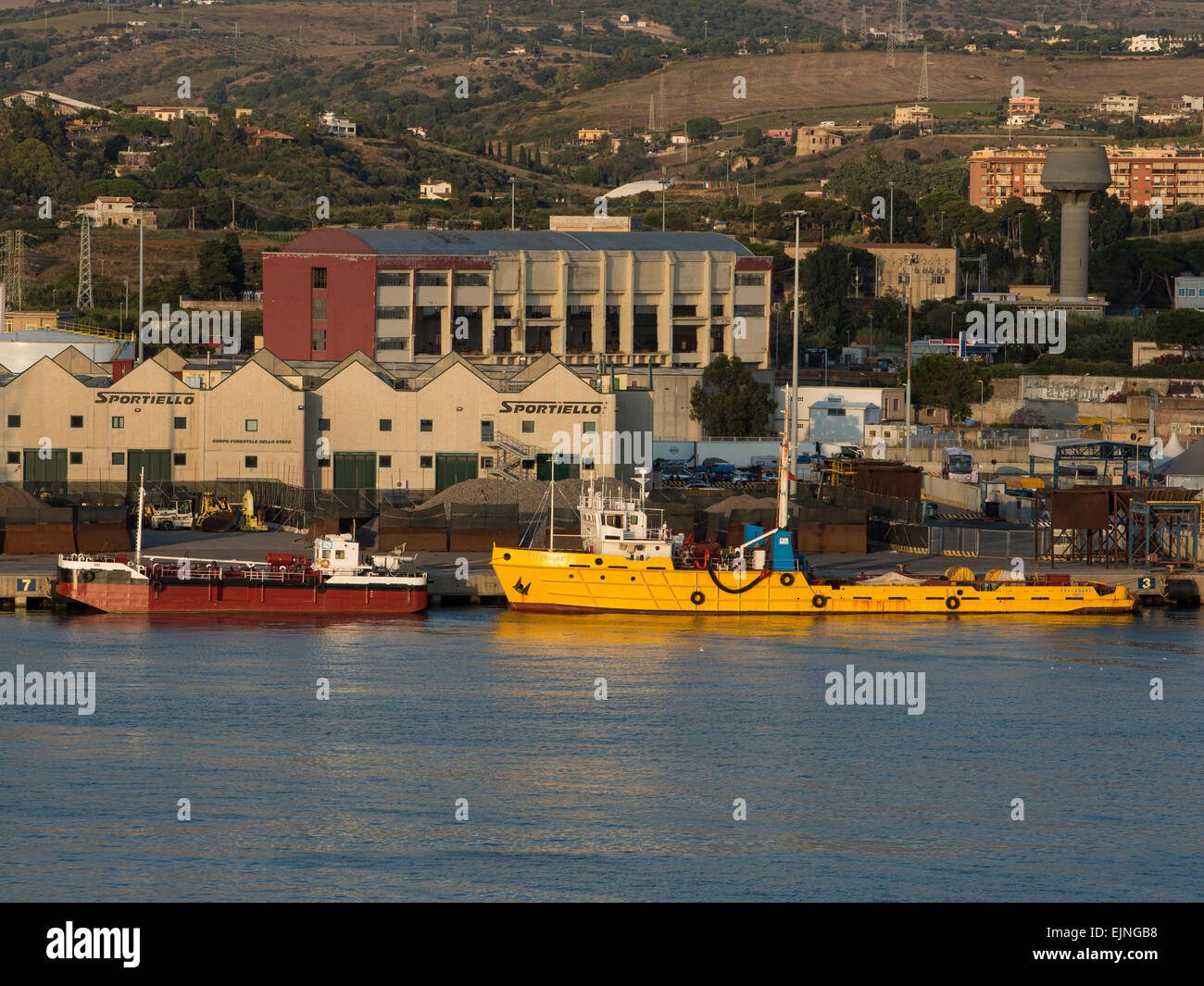 Rome, Italy industrial Civitavecchia Port industrial boats Stock Photo ...