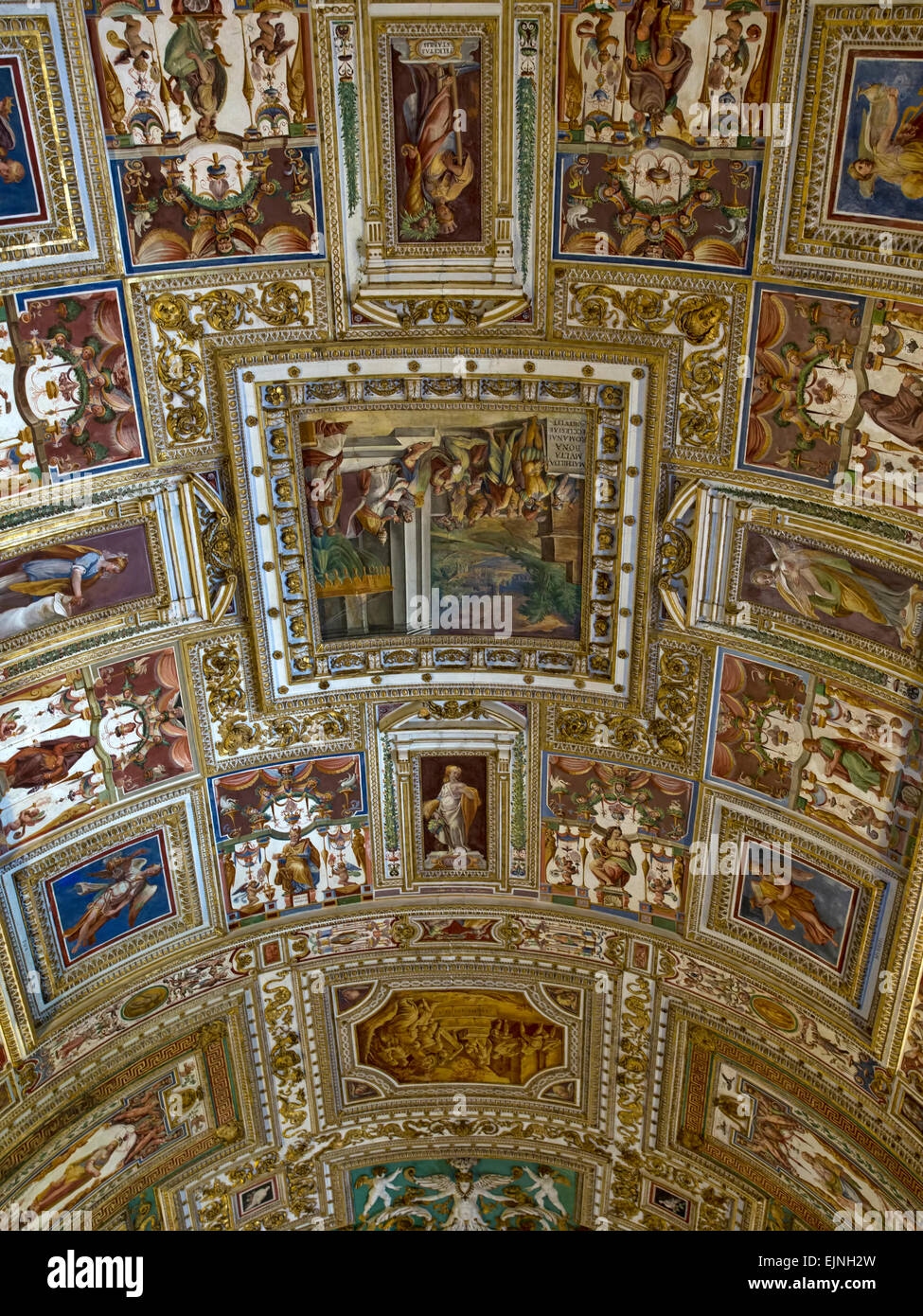 Rome, Italy, Vatican gold frames art painting ceiling Stock Photo - Alamy