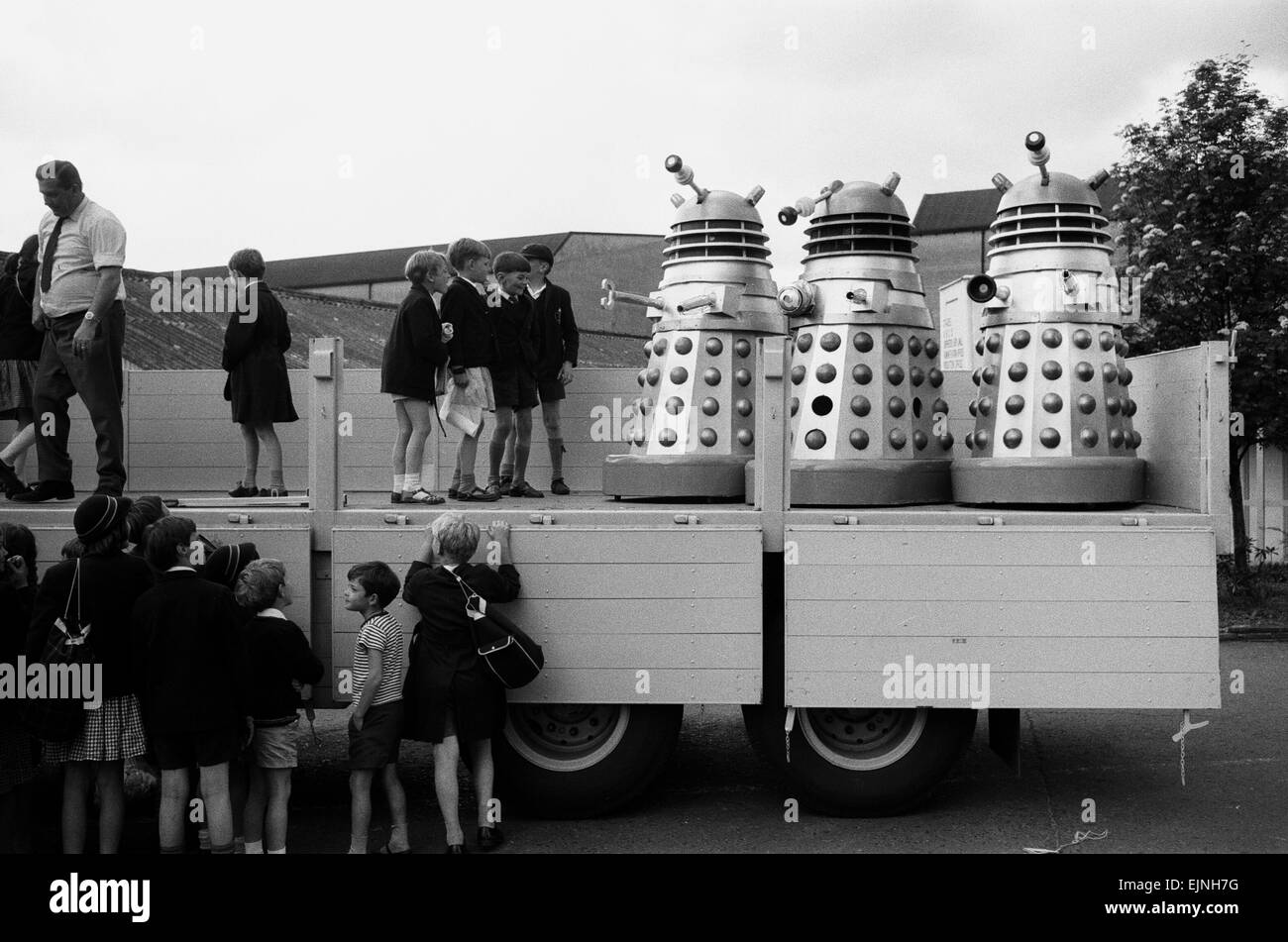 Lorry load of Daleks are prepared to be transported to the Cannes Film ...
